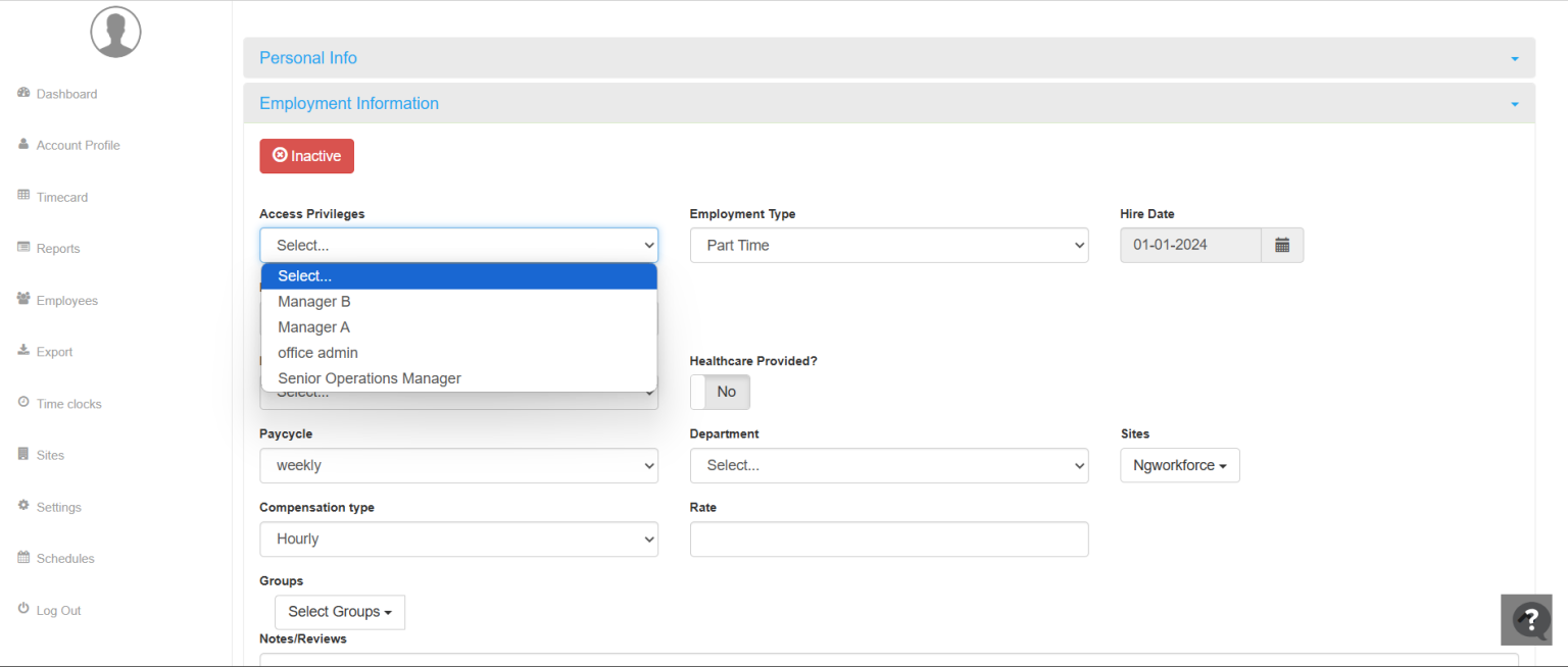 Access Privilege and Login Profile | NextGen Workforce